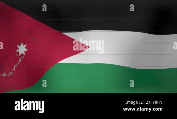 Animation of data processing over flag of jordan. flags of the world ...