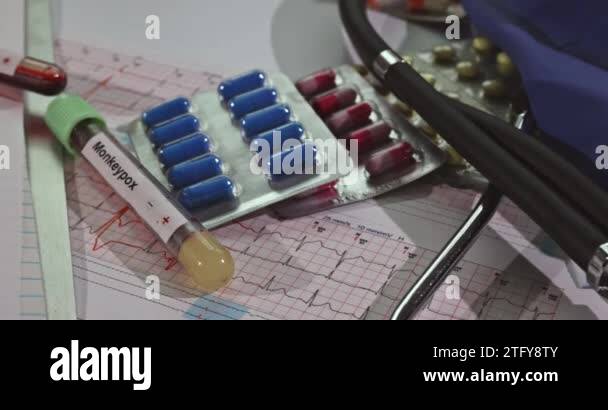 Laboratory in check-up analysis blood test for smallpox Monkey ...