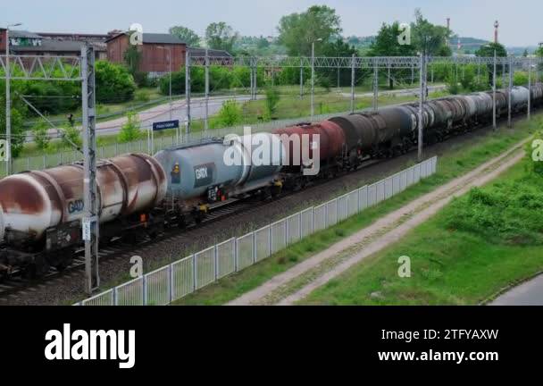 Gdansk Poland May 2022 Rail transport of oil tanks. GATX Lotos Freight ...