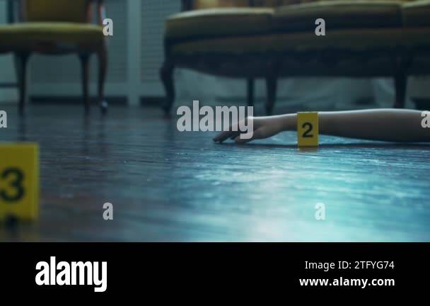 Closeup of a Crime Scene in a Deceased Persons Home. Dead man, Police ...