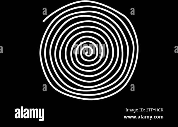 Psychedelic swirling couple of circles. Round striped black white lines. Rotating hypnotic ...