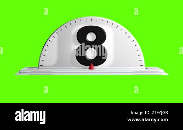 Countdown from 10 to number 1, black numbers rotate on a white disk ...