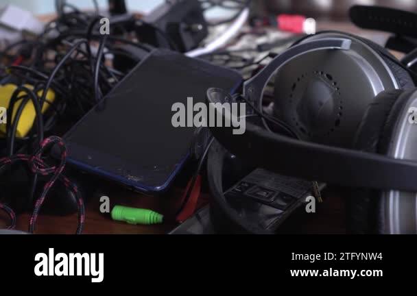 Electronic waste or e-waste, discarded electrical or electronic devices ...