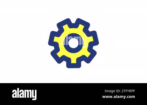 Animated setting gear color ui icon. Device configuration. Developer mode. Setup button ...
