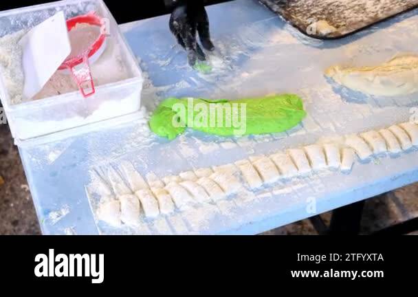 Preparation food kuih cakoi pandan food from flour Stock Video Footage ...