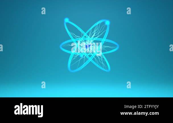 atomic energy sign, concept video of nuclear reaction. atoms, neutrons ...