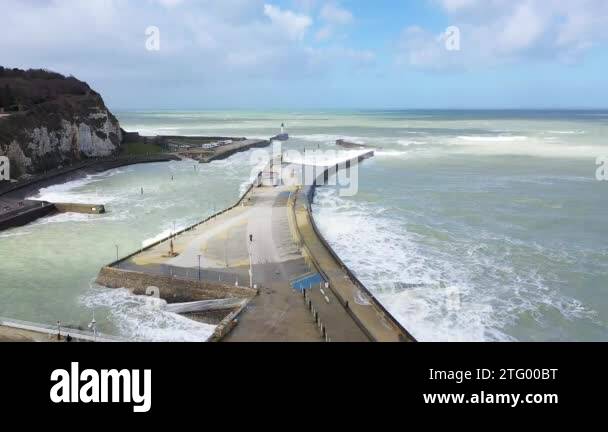 La Tempete at Saint-Valery-en-Caux during high tides in Europe, France ...