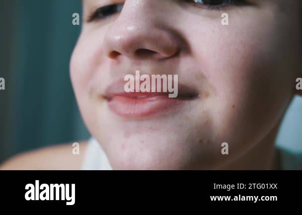 Close-up Lips, Mouth of a Child with a Beautiful Wide Smile on his Face ...