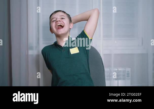 Portrait of a Happy Laughing Child with a Wide Smile with Teeth, and ...