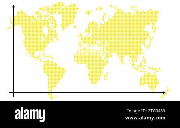 Animated yellow chart of financial decline with a trend line chart ...