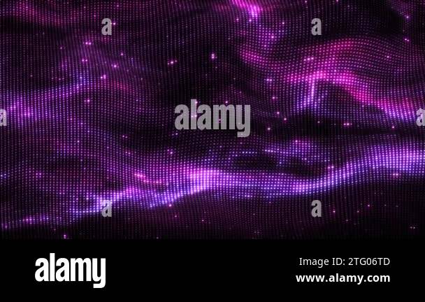 3D Animation movement of dots glow gradient pink digital wave pattern movements effect. Seamless ...