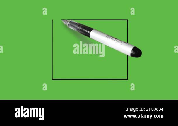 Sketch small rectangle frame design with blue border and black outline ...