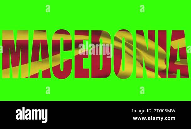 Macedonia country lettering word text with flag waving animation on ...