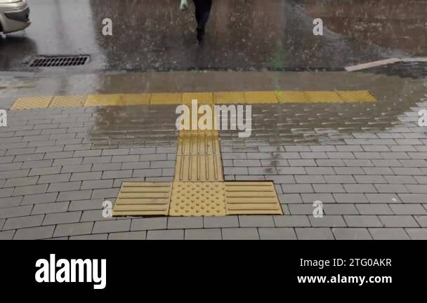 Pedestrian crossing with a path for the blind Stock Videos & Footage ...