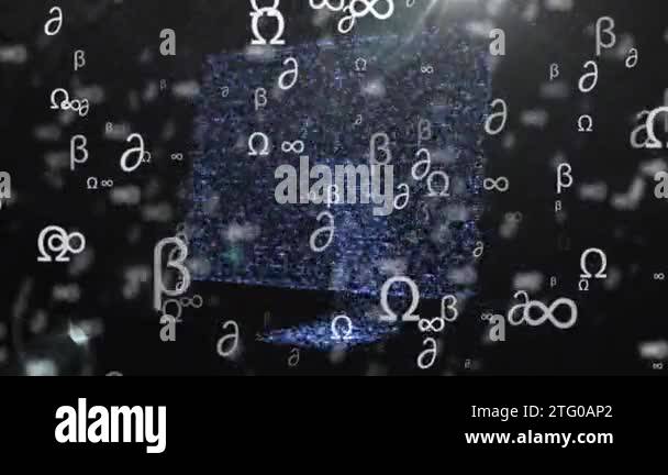Animation of mathematical and science symbols with computer of pixels ...