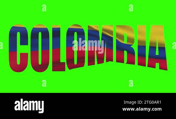 Colombia country lettering word text with flag waving animation on ...