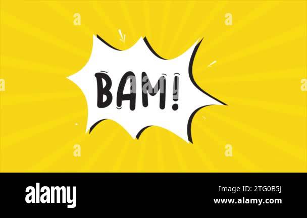 A comic strip cartoon animation, with the word Bam appearing. Yellow ...