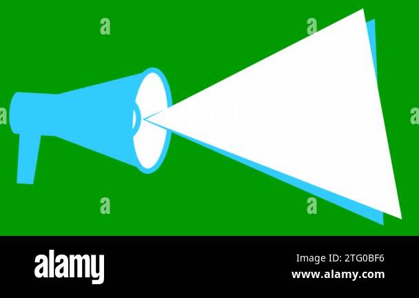 Animated symbol of blue megaphone with banner. Looped video with copy ...