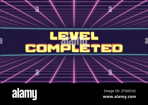 Level Completed Title Animated Retro Futuristic 80s 90s Style ...