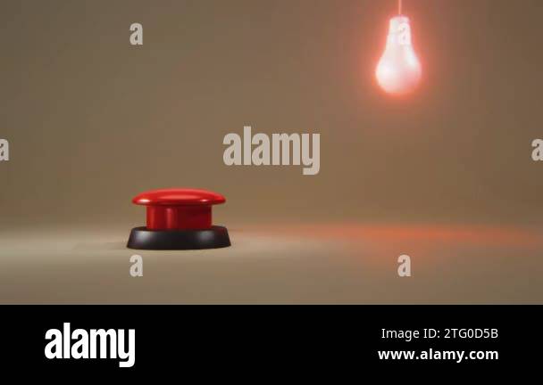 4k video of cartoon hand pushing red button and changing light color in ...