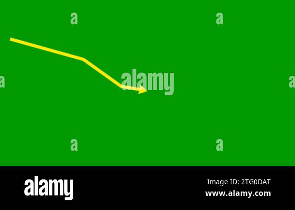 Animated yellow arrow. Recession chart of economy. Economic crisis ...