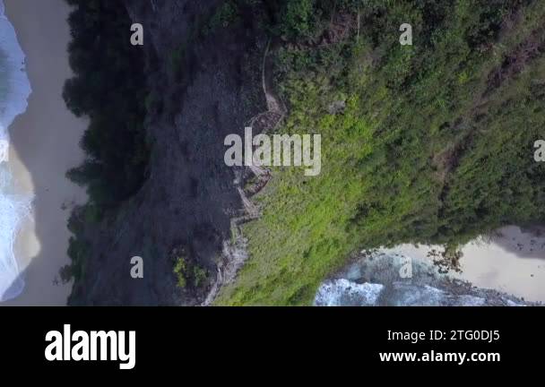 Perfect aerial view flight drone camera pointing down shot edged cliff ...
