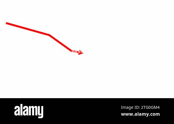 Animated red arrow. Recession chart of economy. Economic crisis ...