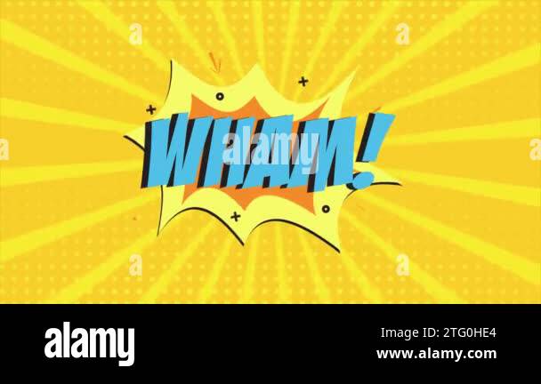 A comic strip cartoon animation, with the word Wham appearing. Yellow ...