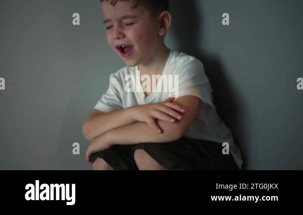 Portrait of a Cute boy with big tears running down his cheeks, Sad ...