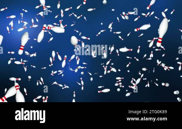 3D 4K bowling pin particle loop animation Background. Skittles and ...