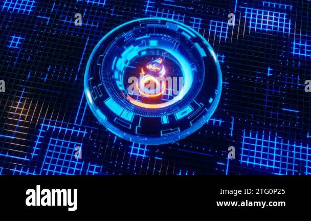 4K 3D animation. Neon bright glowing countdown timer from 10 to 0 ...