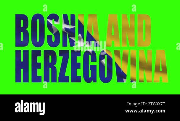 Bosnia and Herzegovina country lettering word text with flag waving ...