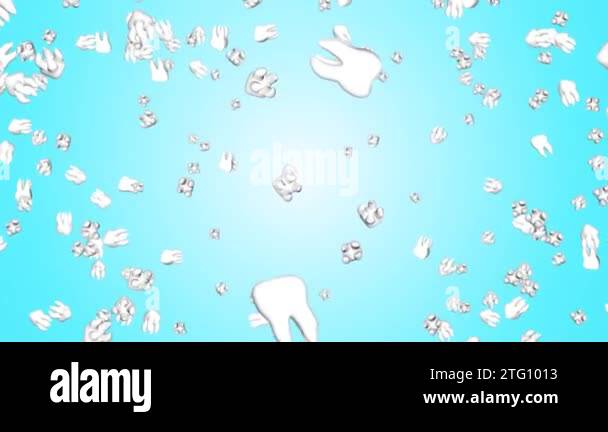 3D 4K tooth costructed with glowing points. Dental science animation ...