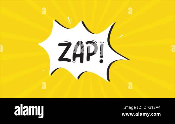 A comic strip cartoon animation, with the word Zap appearing. Yellow ...