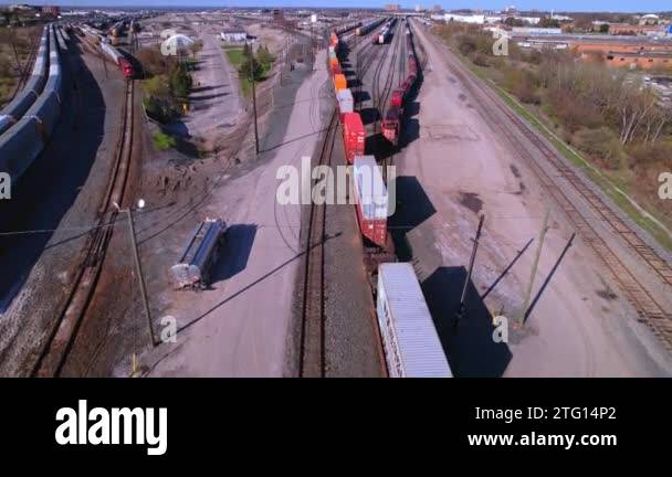 Toronto, Ontario, Canada - May 7, 2022: Cargo train shipping, railway ...