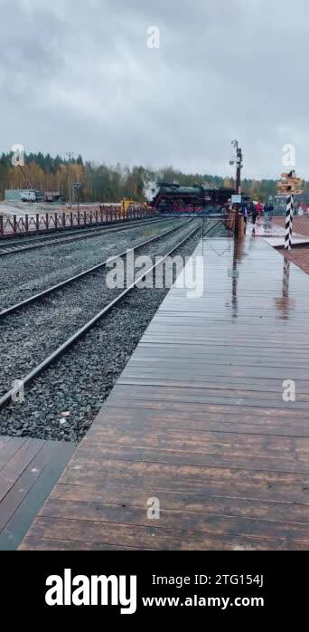 Turntable for turning a steam locomotive at railway station Stock Video ...
