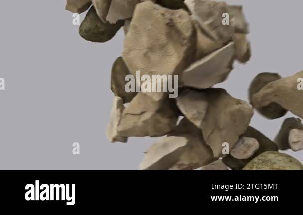 Zero gravity rocks and boulders collide with each other. Dynamic ...