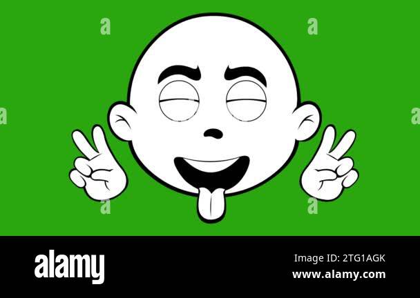 Loop animation of the face of a bald cartoon character drawn in black ...