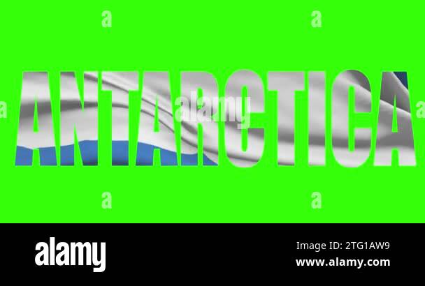 Antarctica country lettering word text with flag waving animation on ...