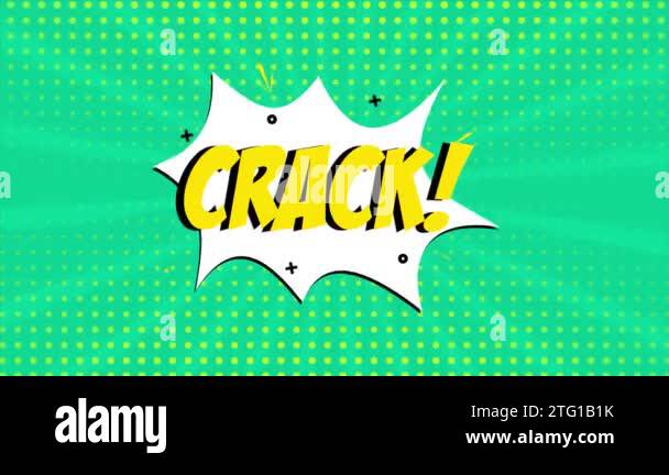 A comic strip cartoon animation, with the word Crack appearing. Green ...