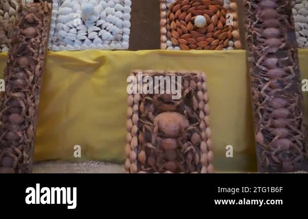 traditional hand made Arabic sea shell art and craft Close up shot in ...