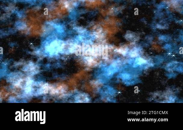 Seamless loop galaxy exploration through outer space towards glowing ...