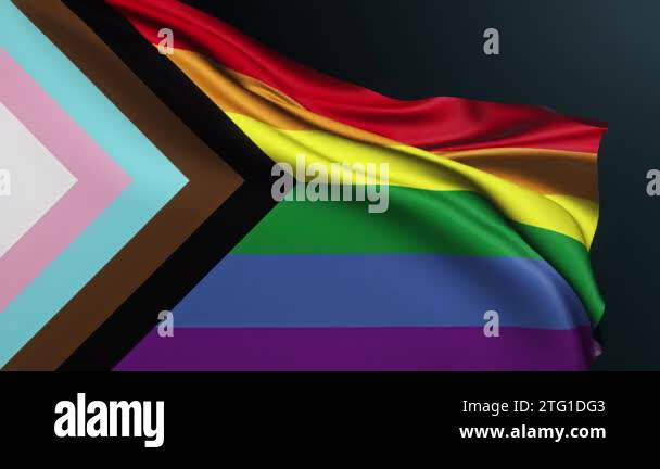 Rainbow flag. LGBT rights. Gay tolerance. Progress Pride with 5 five ...