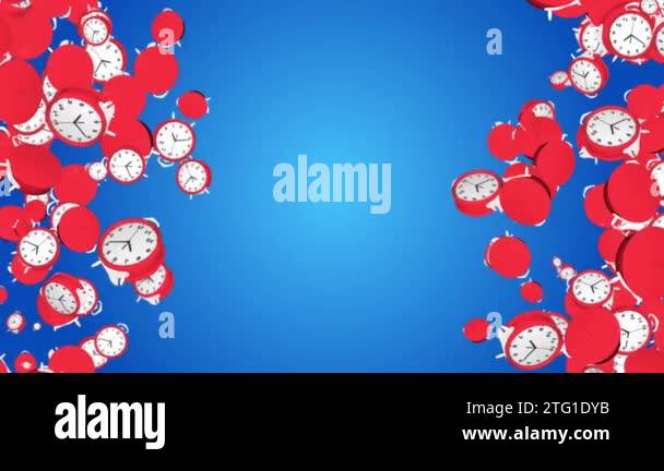 Alarm clocks falling down with depth of field effect Loop Background ...