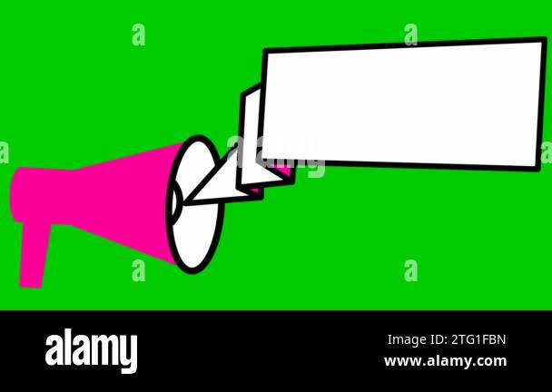 Animated symbol of pink megaphone with banner. Looped video with copy ...
