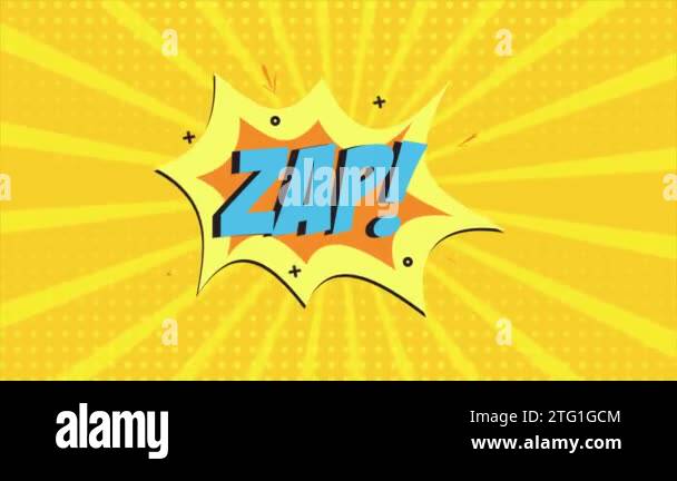 A comic strip cartoon animation, with the word Zap appearing. Yellow ...