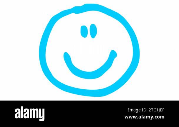 Animated set of icons of emotions. Different emoticon. Doodle of blue ...
