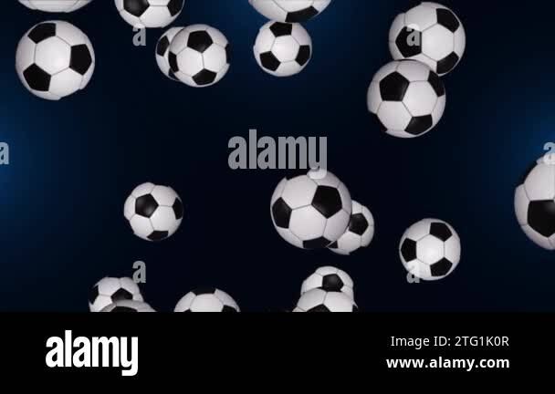 4K 3D animation soccer ball. Ball rotated loop on Falling green screen ...