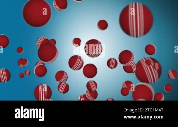 4K Loop Red cricket ball spinning in slow motion flying through the air ...
