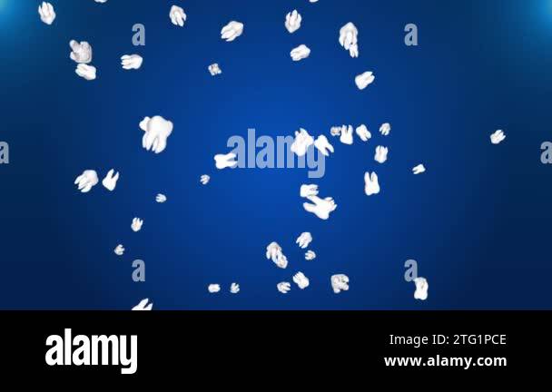 3D 4K tooth costructed with glowing points. Dental science animation ...